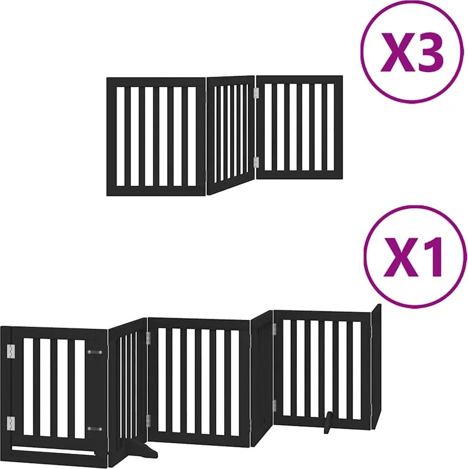 Zábrana pro psy s dvířky skládací 15 panelů černá 750 cm topol 3155655