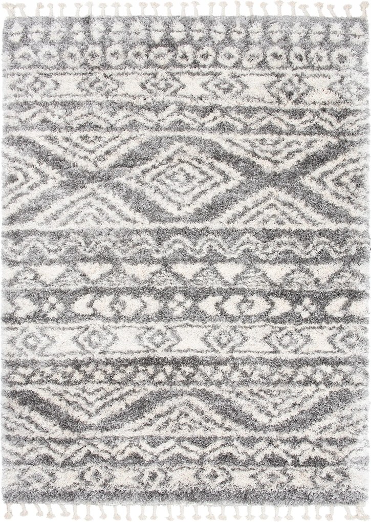 Koberec Aztec 200x300 Boho Shaggy s třásněmi v28