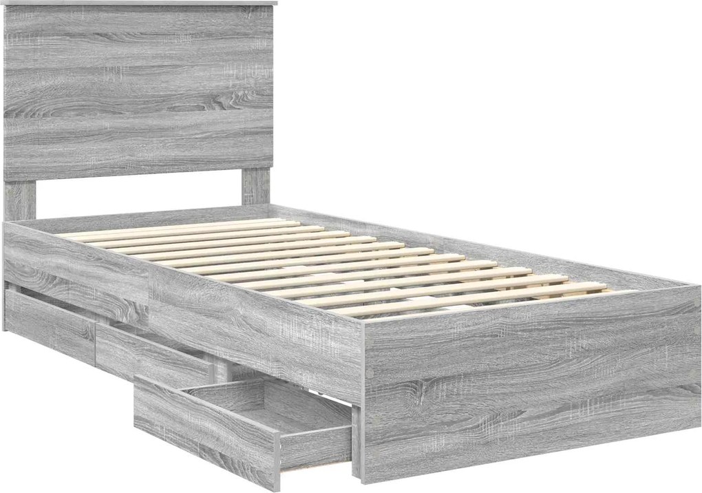 Rám postele s čelo Šedá Sonoma 75 x 190 cm Inženýrské dřevo 3409515