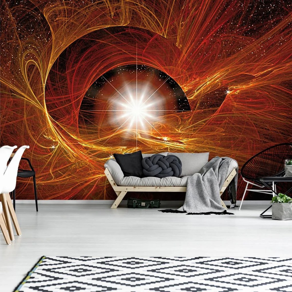 Fototapeta - Zlatá abstraktní Supernova (254x184 cm)