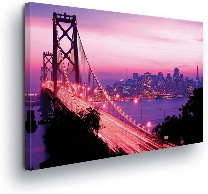 GLIX Obraz na plátně - Fialový Golden Gate 100x75 cm