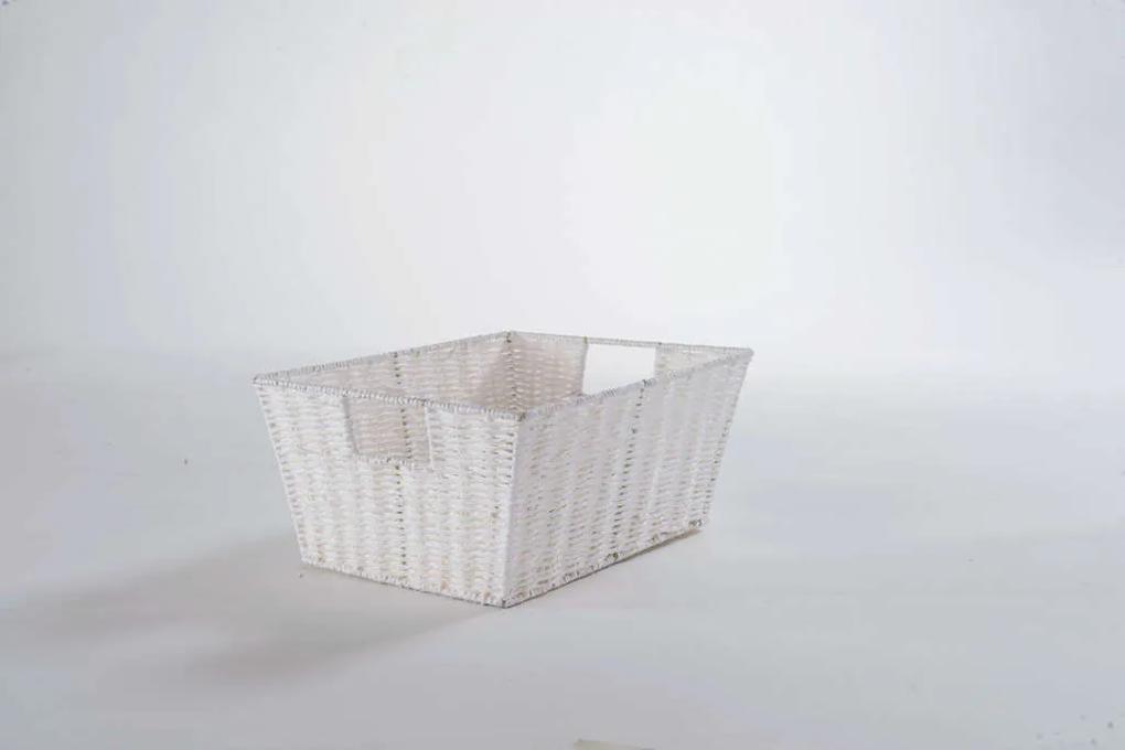 Ručně pletený úložný košík Compactor ETNA, 31 x 24 x 14 cm, bílý