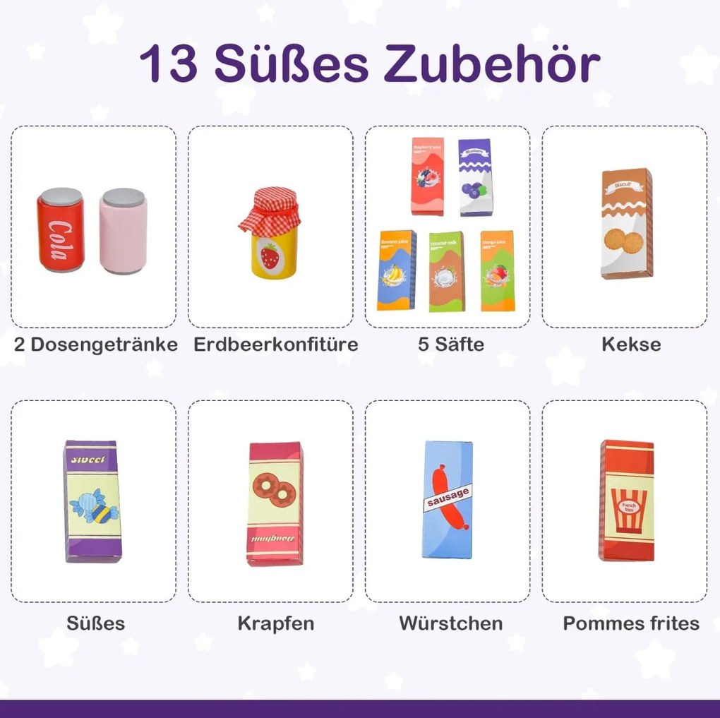 Costway Dětský obchod dřevěný obchod s bočním pultem – 89 × 57 × 80 cm