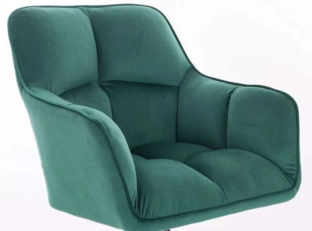 LuxuryForm DESIGN Otočné křeslo AMALFI VELUR na zlaté podstavě s kolečky - zelená