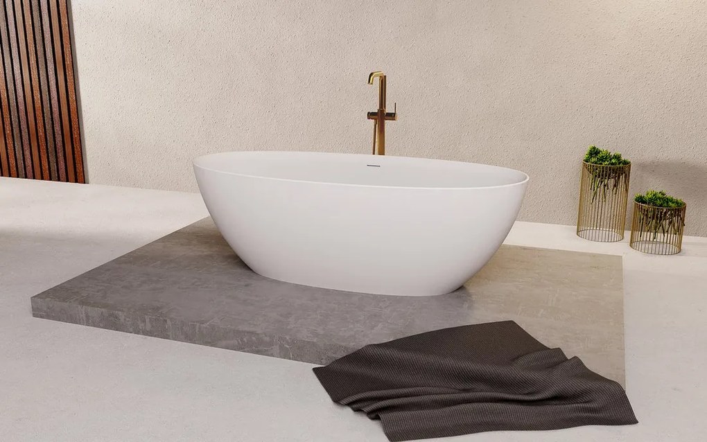 Polysan Polysan, NOYA volně stojící vana 170x76cm, rockstone, bílá mat, 92330
