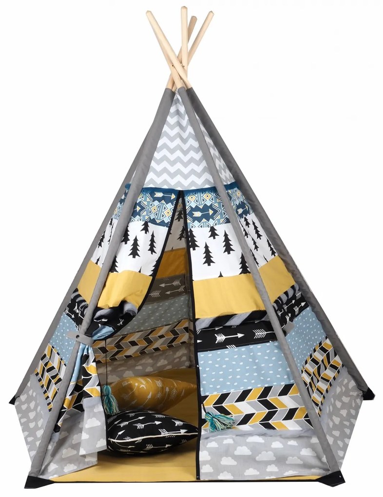 Vigvam design Gypsy Teepee Blue - pětiúhelníkové s doplňky