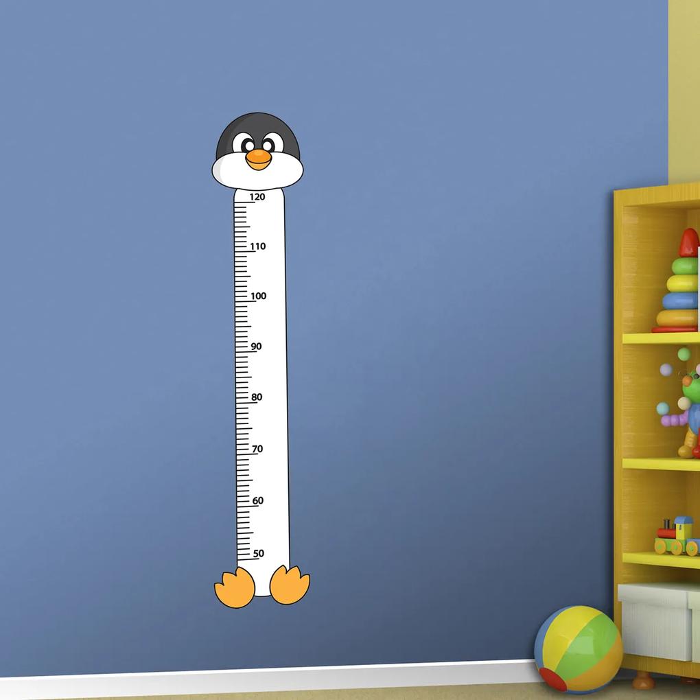 Samolepka na zeď - Dětský metr tučňák - PopyDesign
