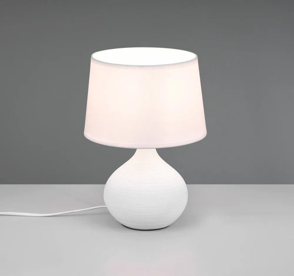 Bílá stolní lampa z keramiky a tkaniny Reality Martin, výška 29 cm