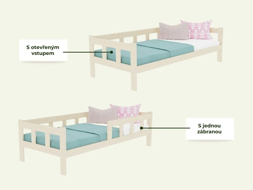 Benlemi Jednolůžko FENCE 4v1 se zábranou 120x200 cm + matrace ADAPTIC Zvolte barvu: Pastelově růžová, Zvolte zábranu: S otevřeným vstupem