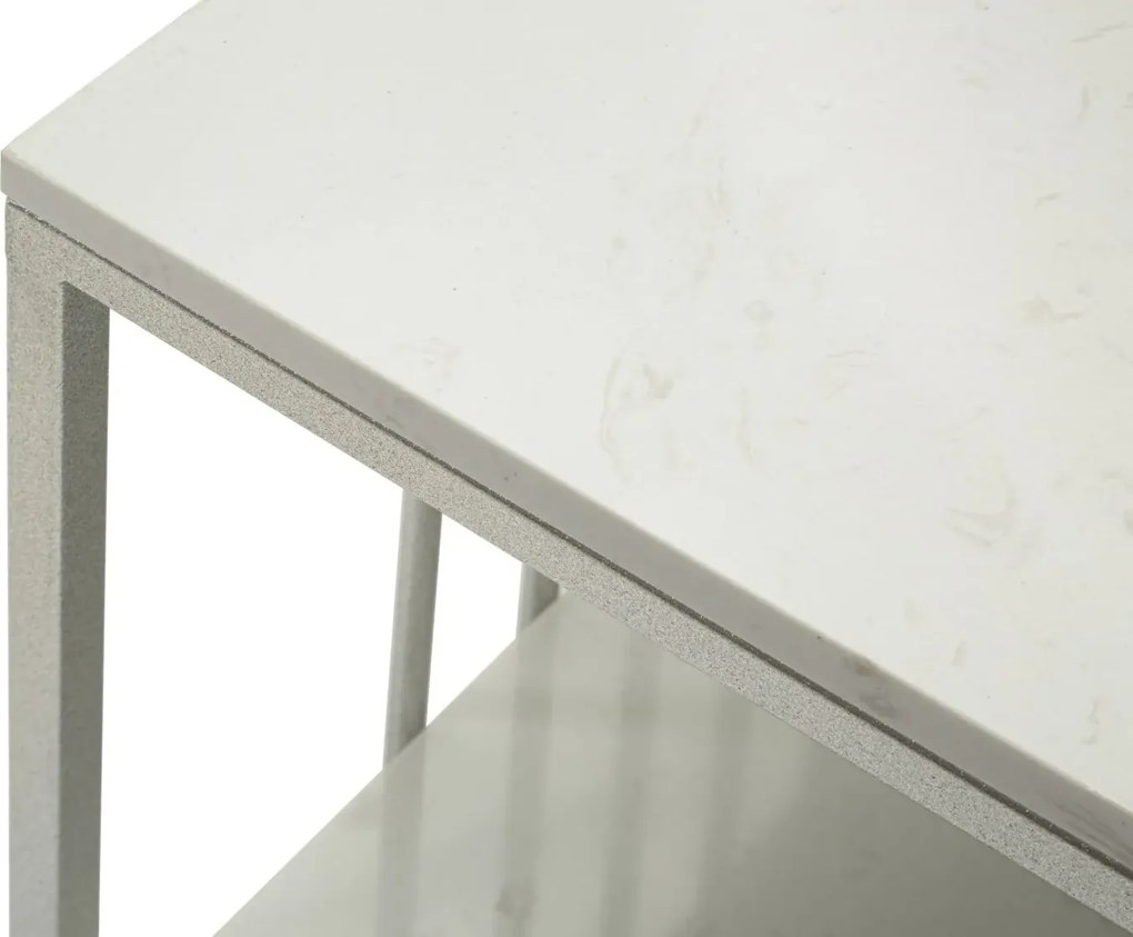 Konferenční stolek Kayseri 90 cm mramor/stříbrný