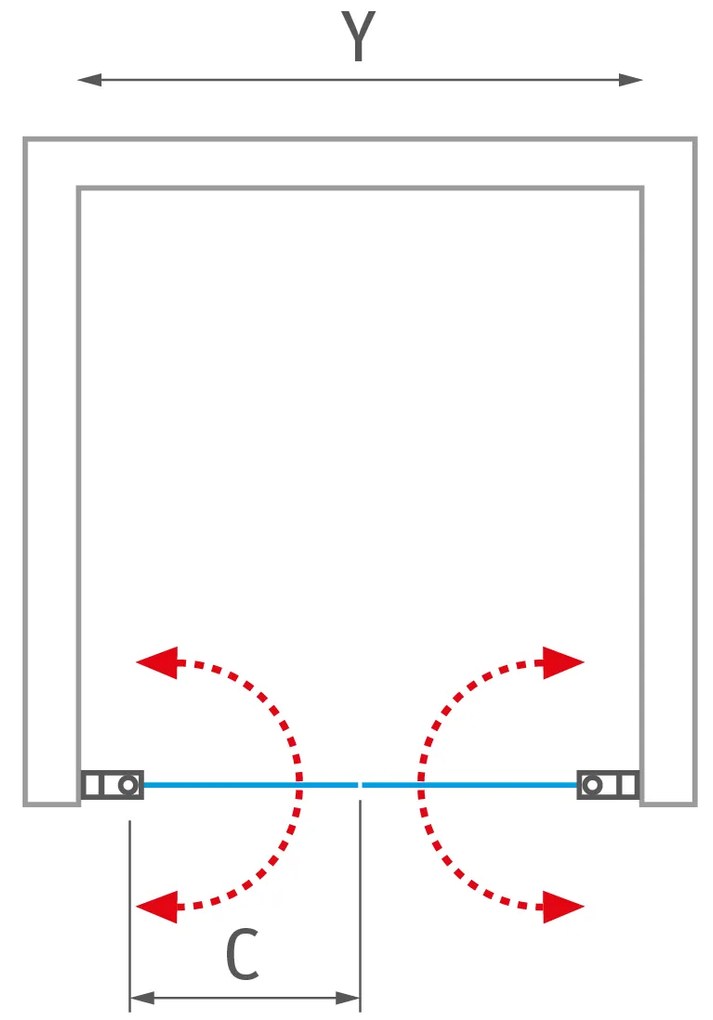 Roth Dvoukřídlé sprchové dveře HI 2B2 pro instalaci do niky - bez vaničky Varianta: šířka: 100 cm - (HI 2B2 1000 - HI 2B2 10020 VPE), Barva profilů a typ výplně: profily: brillant, výplň: transparent