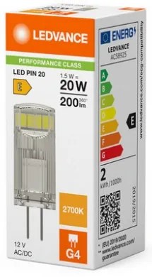 LED žárovka G4 LEDVANCE 1,5W (20W) teplá bílá (2700K)