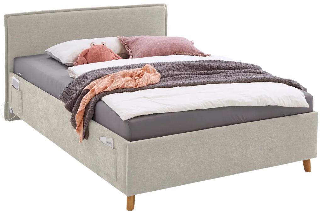 OnaDnes -20% Béžová čalouněná postel Meise Möbel Fun 90 x 200 cm s úložným prostorem