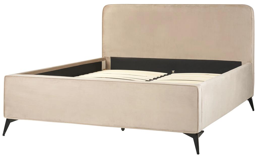 Sametová postel 160 x 200 cm taupe VALOGNES Beliani