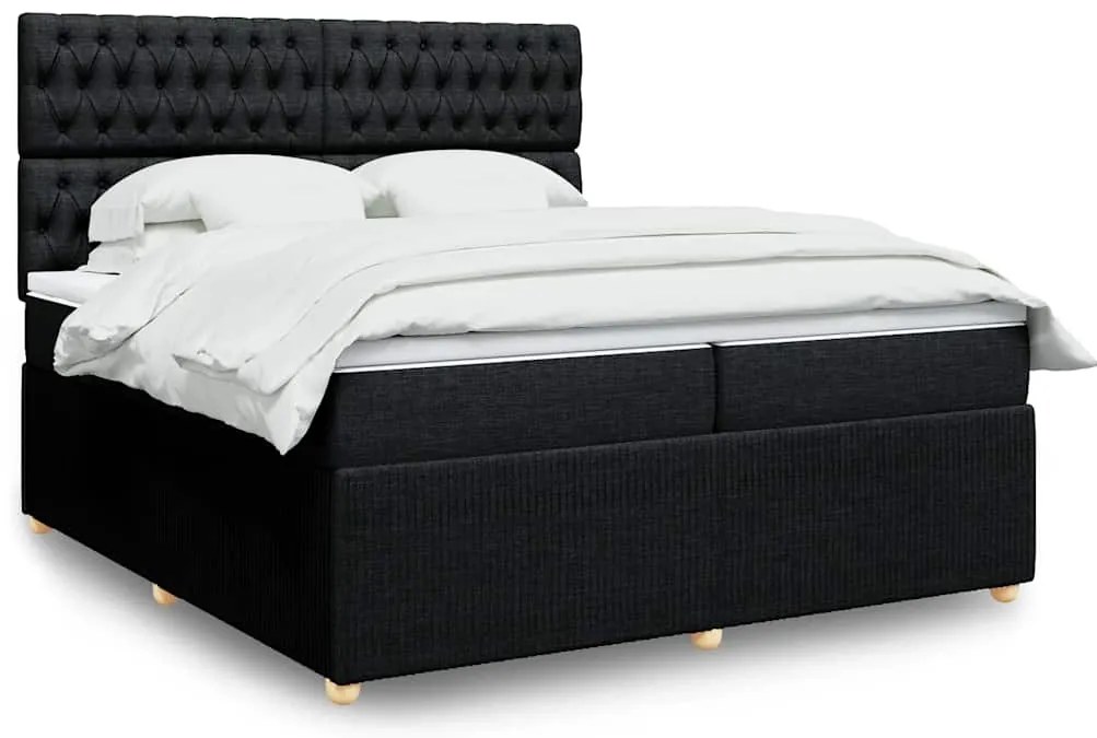 Box spring postel s matrací černá 200x200 cm textil 3292172