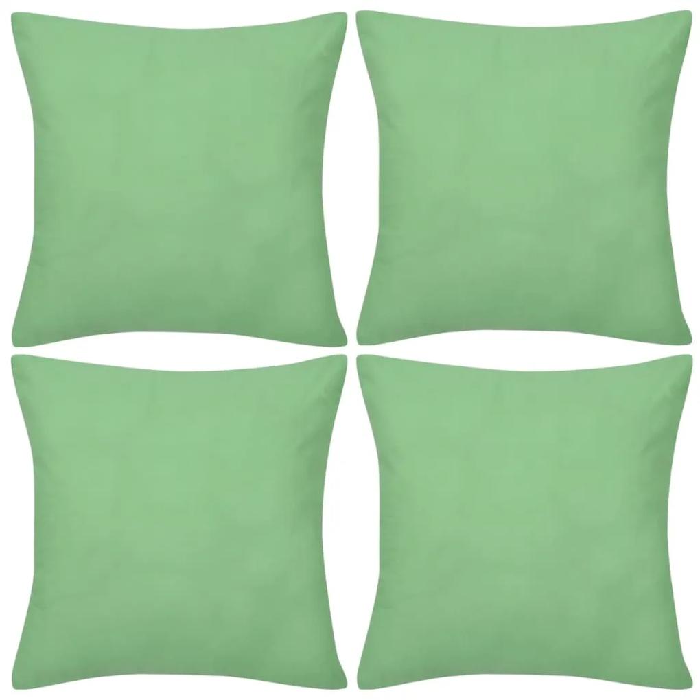 130927 vidaXL 130927 4 Apple Green Cushion Covers Cotton 80 x 80 cm
