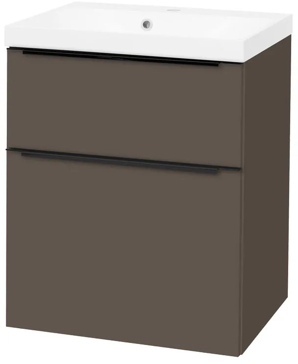 Mereo Mereo, Mailo, koupelnová skříňka s umyvadlem z litého mramoru 61 cm, bílá, dub, antracit, CN560MB