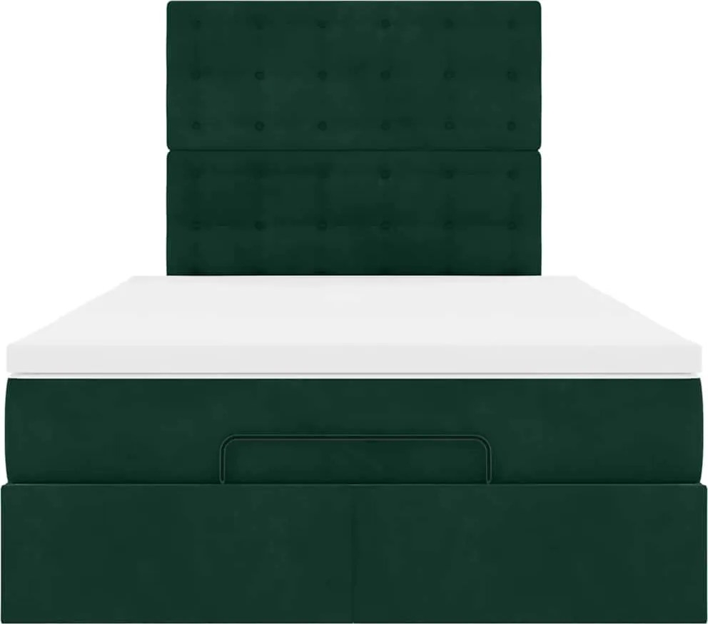 Osmanský rám postele s matracemi tmavě zelená 120x200cm samet 3313610