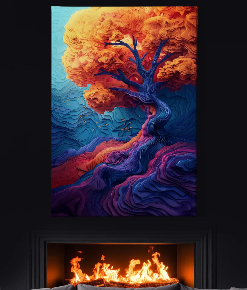 Obraz na plátně - Strom života Elixír barvotoku FeelHappy.cz Velikost obrazu: 120 x 180 cm