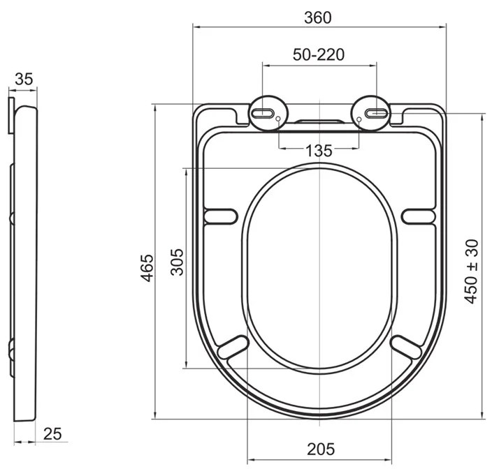 Mereo Mereo, WC závěsné, RIMLESS, 530x355x360, keramické, vč. sedátka CSS124, VSD81S2