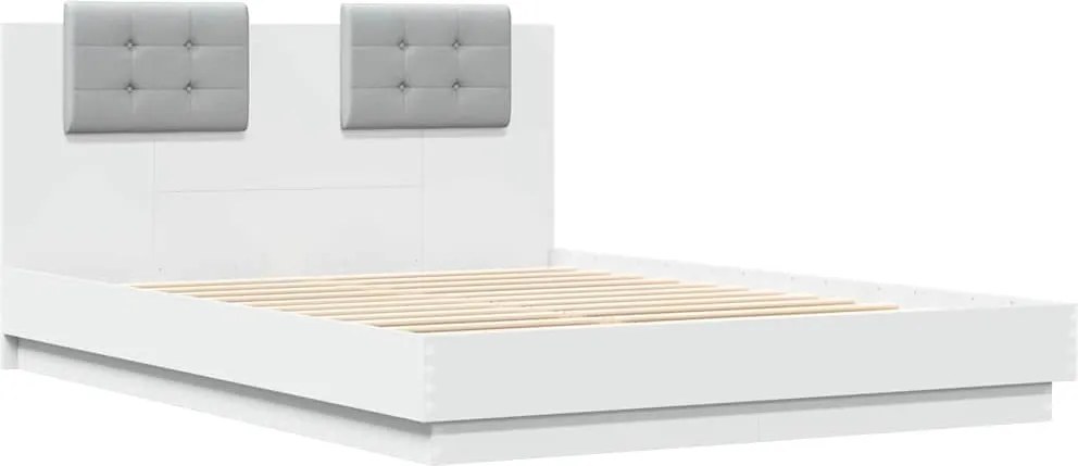 Rám postele s čelem a LED osvětlením bílý 150 x 200 cm 3210003
