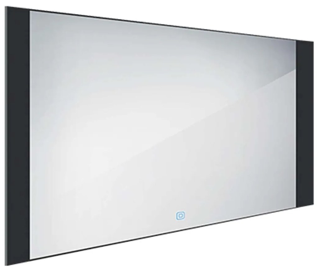 Nimco - Zrcadlo s LED osvětlením, 120x65 cm, dotykový senzor, hliník/černá ZPC 41006V-90
