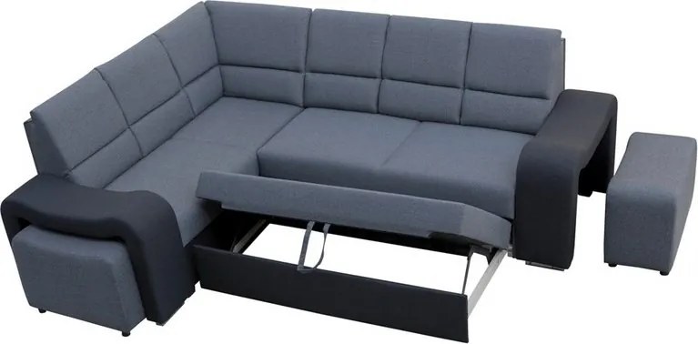 Falco Rohová sedací souprava Wiki, rozkládací s úložným prostorem, pravá, světle šedá/černá Inari 91/100