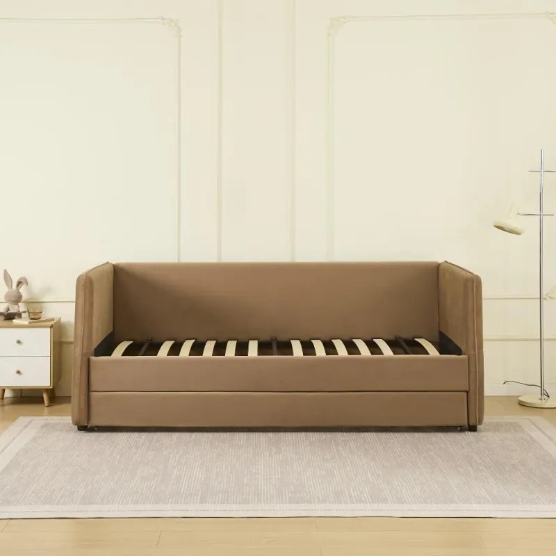 Postel s výsuvnou přistýlkou, hnědá, 90x200, TALNIA Kondela 0000416480