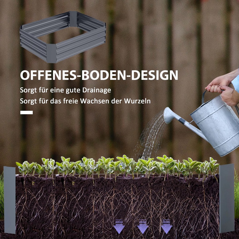 Vyvýšený záhon Outsunny z oceli, studený rám pro pěstování, zahradní květinový box, stohovatelný, pěstební záhon na zeleninu 120x90x30cm pro zahradu …