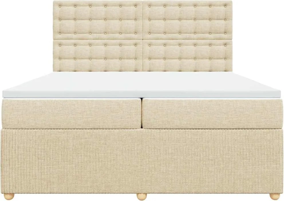 Box spring postel s matrací krémová 200x200 cm textil 3294482