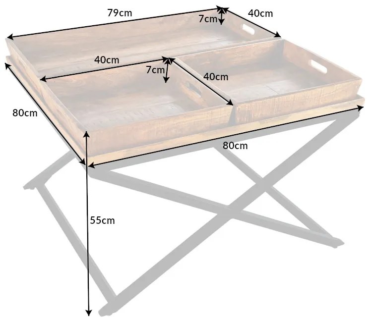 Designový konferenční stolek Harlow 80 cm mango