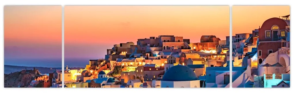 Obraz - Santorini při setmění (170x50 cm)