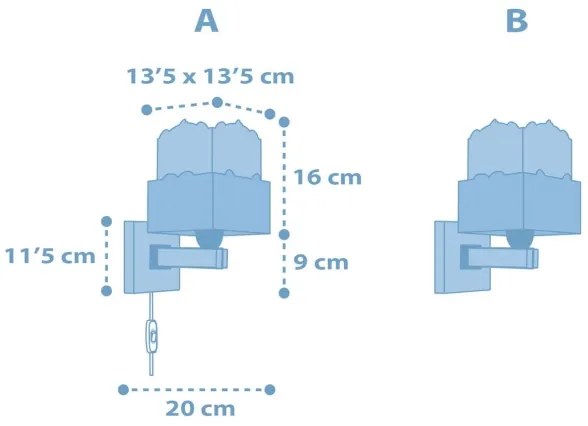 Dalber 63169T - Dětské nástěnné svítidlo PANDA 1xE27/60W/230V modrá