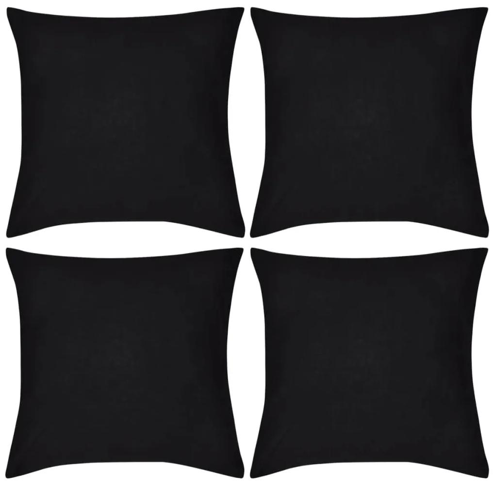 130904 vidaXL 4 černé povlaky na polštářky bavlna 40 x 40 cm
