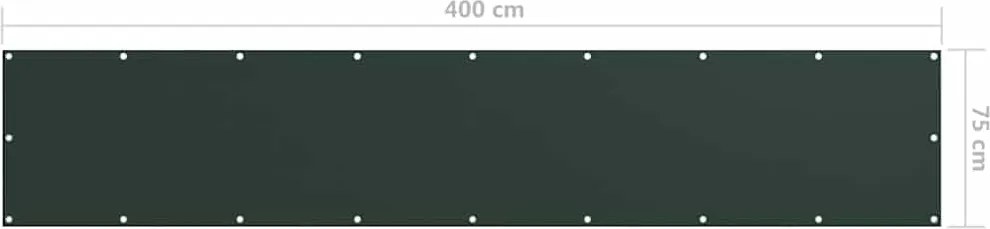 Balkónová zástěna tmavě zelená 75 x 400 cm oxfordská látka 134997