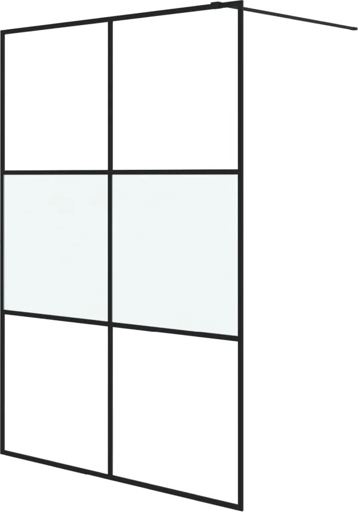 Sprchová zástěna walk-in černá 140x195 cm napůl mléčné ESG sklo 152109