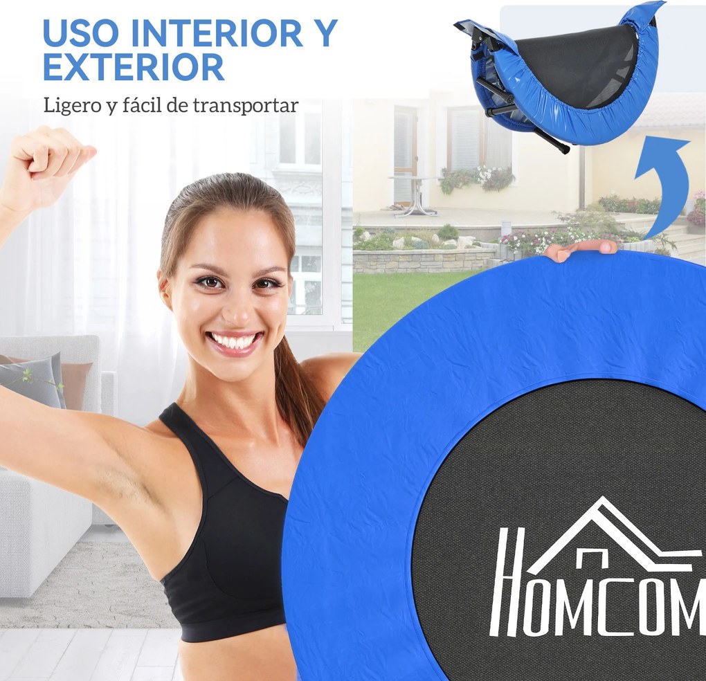 HOMCOM Fitness Trampolína Ø81 cm, Ocelová Trampolína se Zabezpečovací Podložkou a 28 Jary pro Vnitřní a Vnější Cvičení, Nosnost 100 kg, 81x81x22,5 cm…