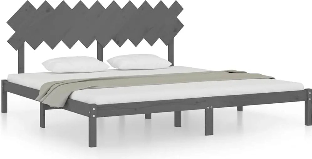 Rám postele šedý 200 x 200 cm masivní dřevo 3104890