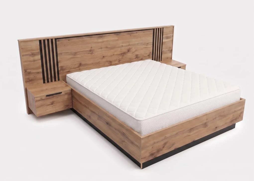 Stolar Postel Bali Lux 160×200 s LED osvětlením a nočními stolky | Moderní postel Barva: 4 bílá