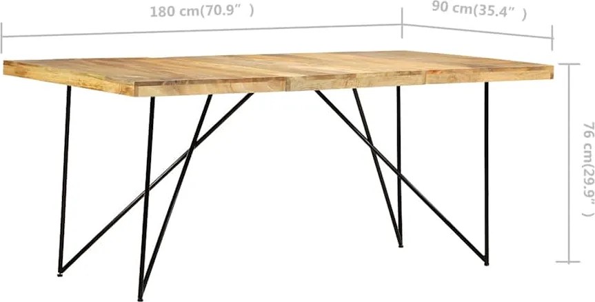 Jídelní stůl 180 x 90 x 76 cm masivní mangovníkové dřevo 282880