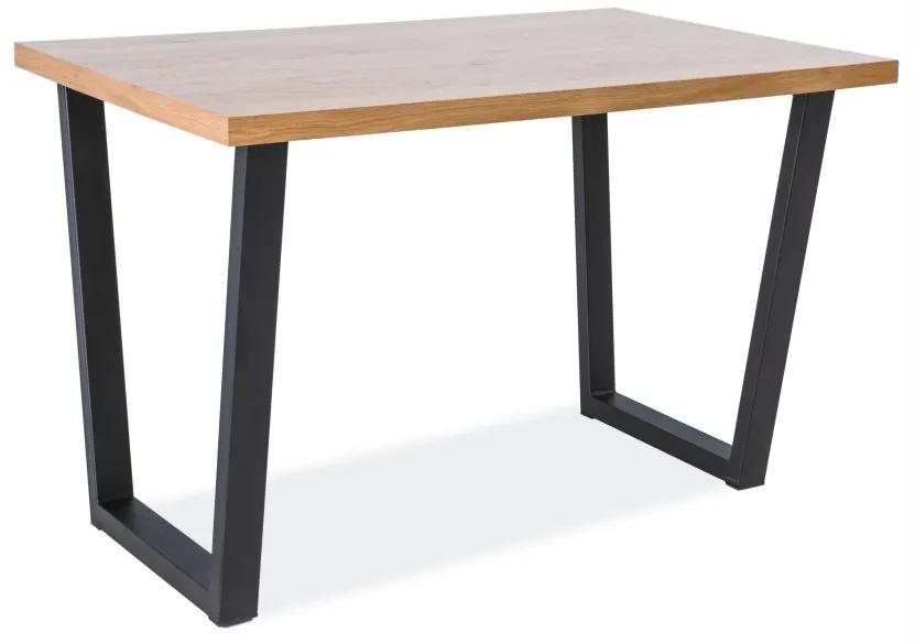 SIGNAL Jídelní stůl - VALENTINO, 120x80, masivní dub/matná černá