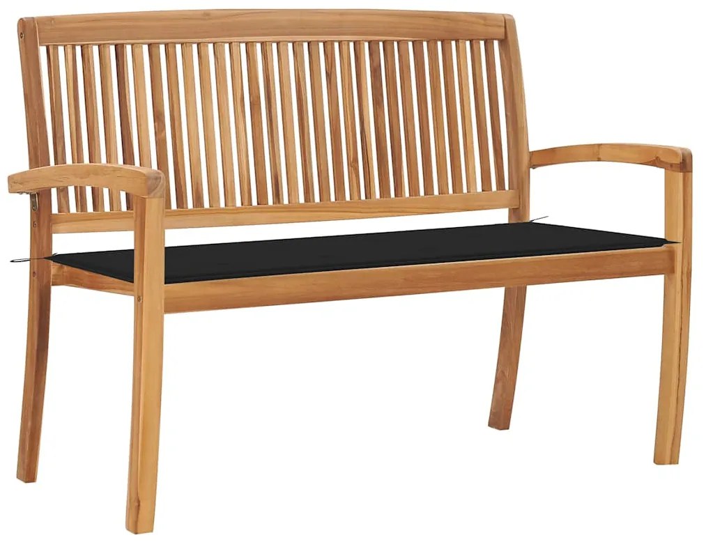 Stohovatelná zahradní lavice s poduškou 128,5 cm masivní teak 3063286
