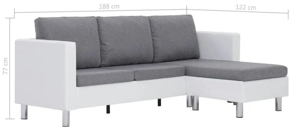vidaXL 282202 Marketos 3-Seater Sofa with Cushions White Faux Leather