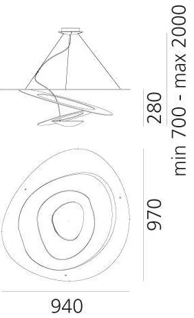 Artemide 1254110A - LED Stmívatelný lustr na lanku PIRCE LED/44W/230V 3000K bílá