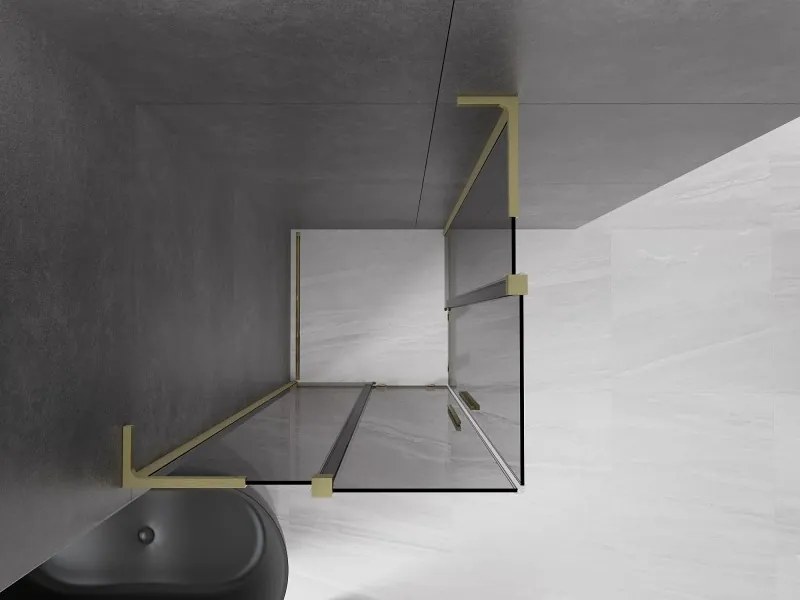 Mexen Velar L Duo, sprchový kout s posuvnými dveřmi 100 x 100 cm, 8mm šedé sklo, zlatá matná, 871-100-100-02-43-55