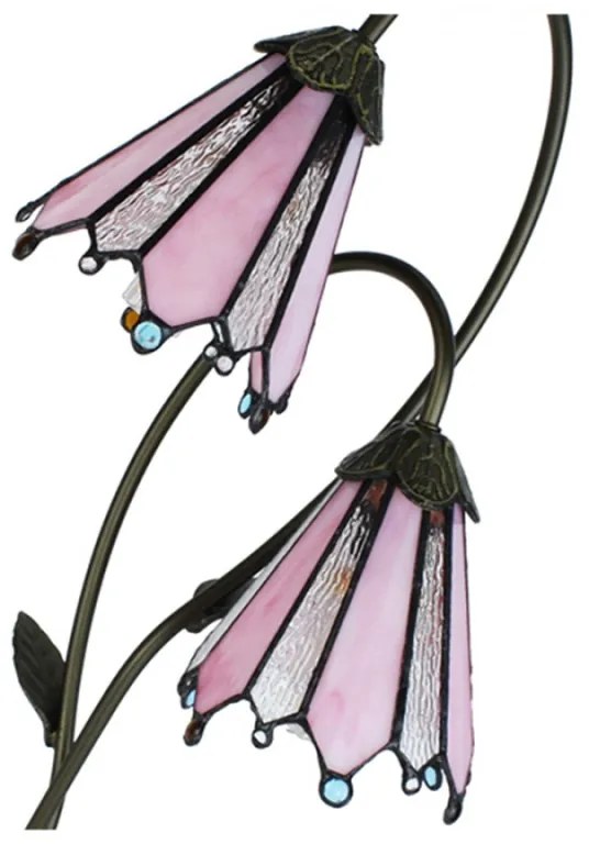Stolní lampa Tiffany Flowerbell pink – 35x18x61 cm