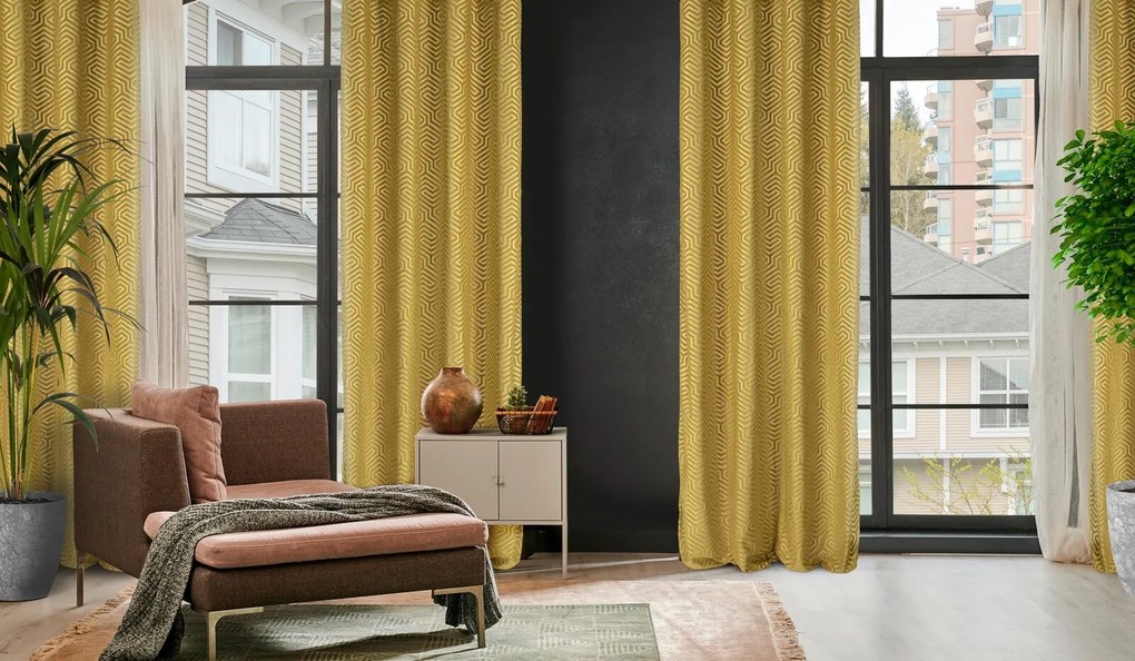 ZÁVĚS NA KROUŽCÍCH PIERRE CARDIN INGA 140X250 CM ZLATÁ