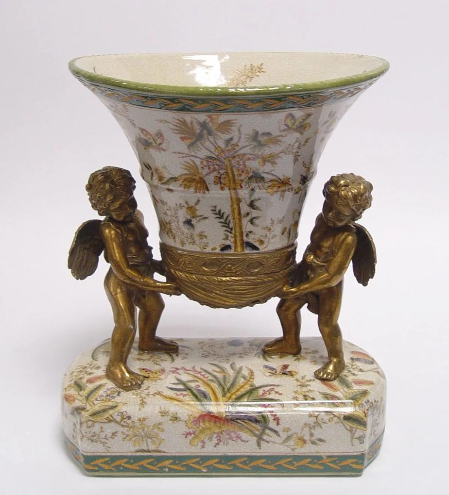 Porcelánová váza s bronzové andílky | BIANO