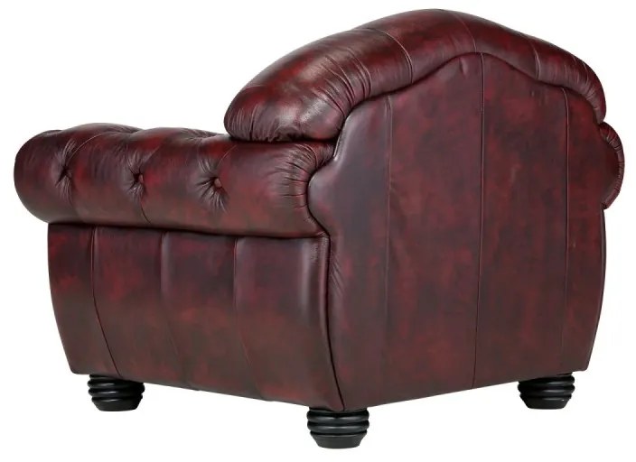 furniture-nabytek.cz - Masivní křeslo Chesterfield Hereford z pravé kůže, červené – 112×96×94 cm