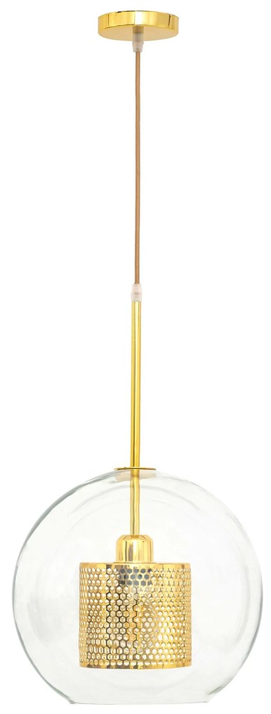 Toolight - závěsná skleněná lampa APP555-1CP 25cm, zlatá, OSW-08748